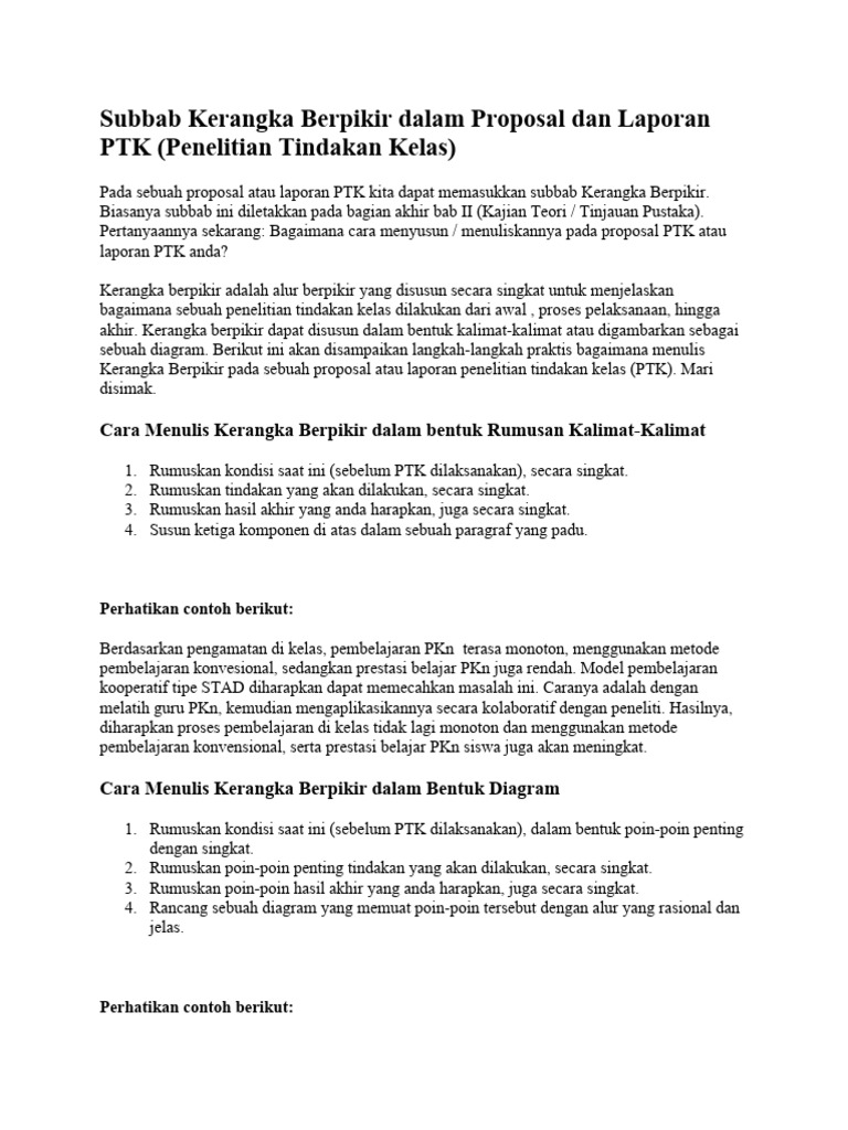 Cara Menyusun Kerangka Berpikir PTK | PDF | Karier & Perkembangan