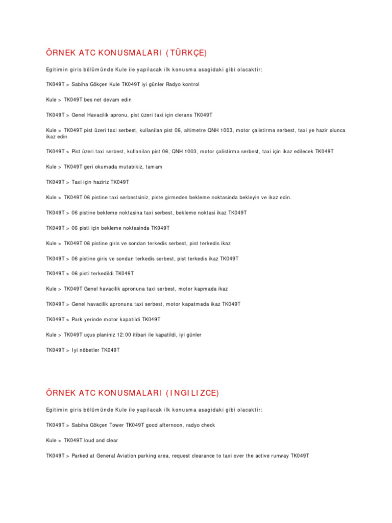 Atc Phraseology | PDF | Transport | Aeronautics