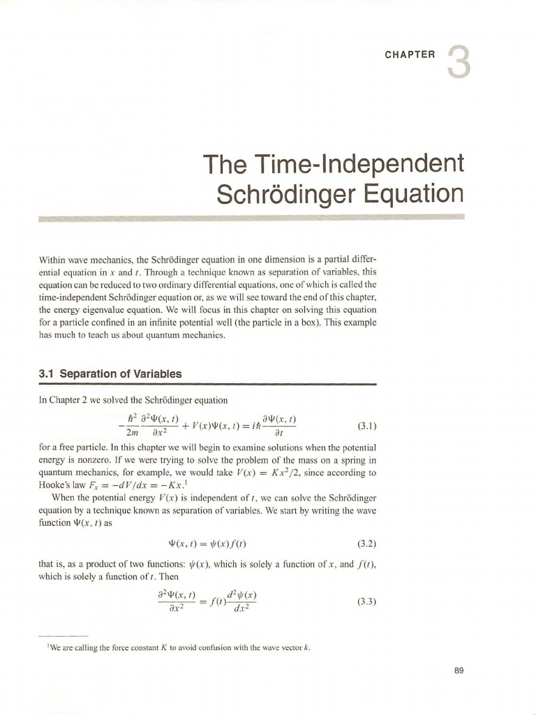 Townsend, Quantum Physics, CHAP - 3, Schodinger Eq | PDF | Wave Function | Electronvolt