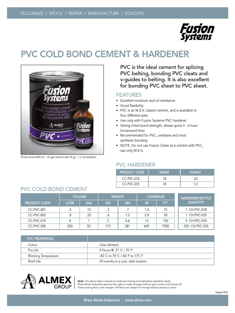 PVC Cold Bond Cement & Hardener | PDF | Polyvinyl Chloride | Chemical ...