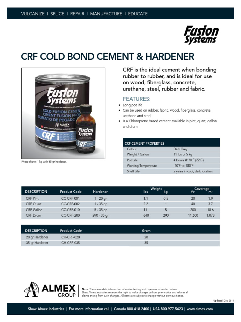 CRF Cold Bond Cement Hardener 893 | PDF | Gallon | Secondary Sector Of ...