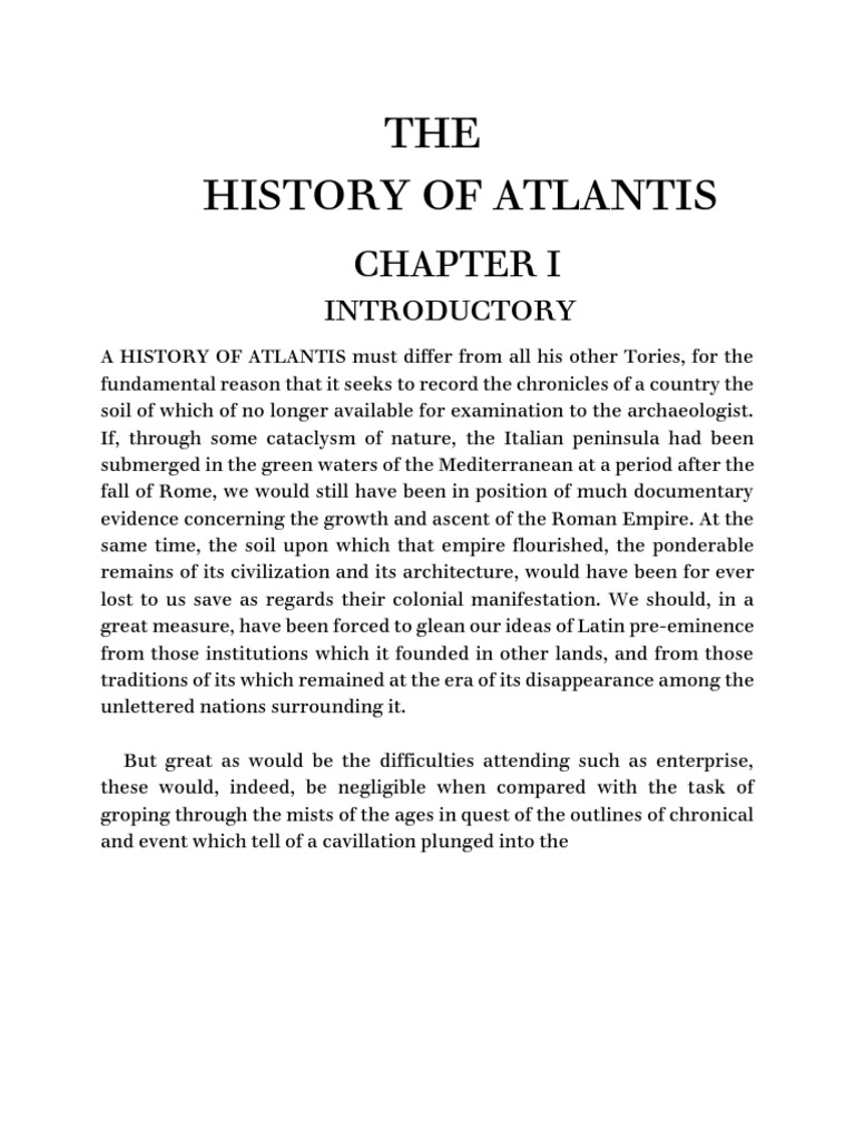 History of Atlantis: Chapter 1 Summary | PDF | Travel