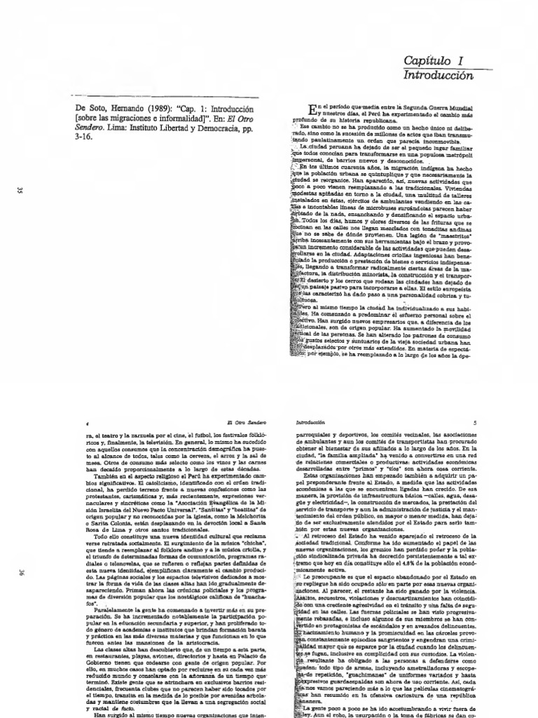 21 de Soto. Cap. I. Introducción... | PDF | Migración humana | Lima
