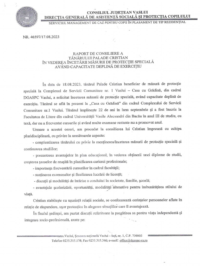 Raport de Consiliere La Incetarea Mps | PDF