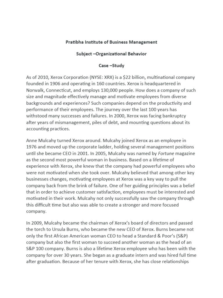 Case Study - Organizational Behaviour | PDF | Business | Psychology