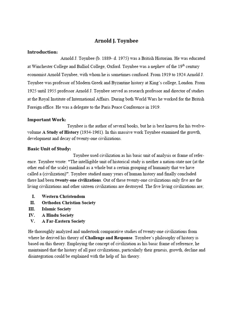 Arnold J. Toynbee | PDF | Civilization