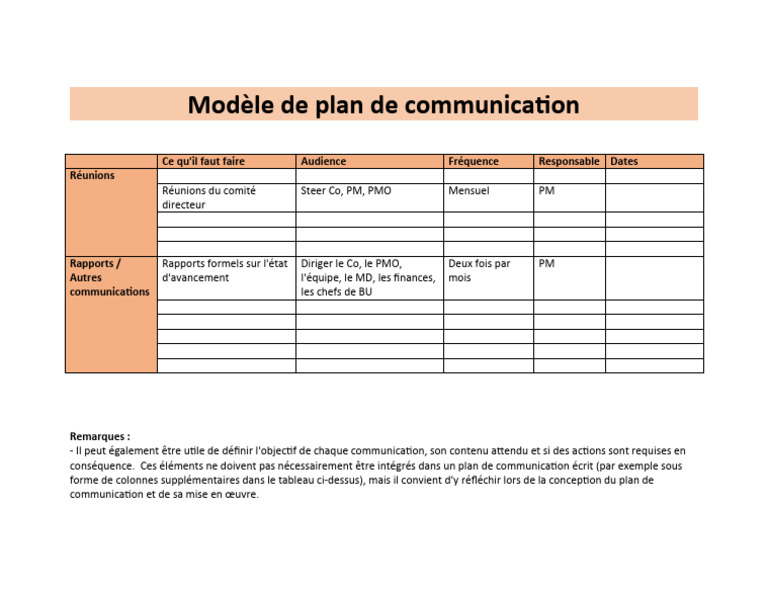 Modèle de plan de communication efficace | PDF | Affaires