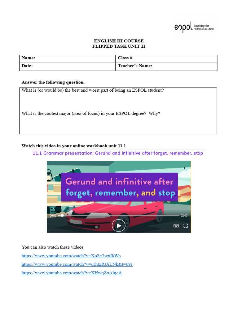 Flipped Task Unit 11 | PDF