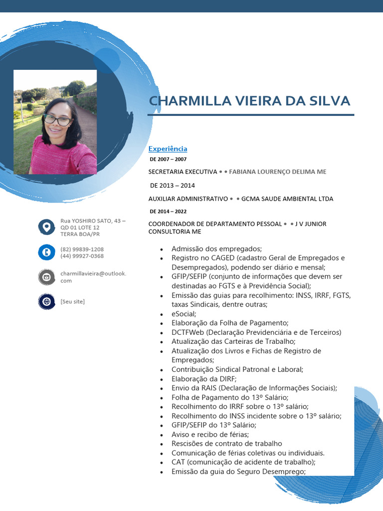 Experiência Profissional de Charmilla | PDF | Férias trabalhistas ...