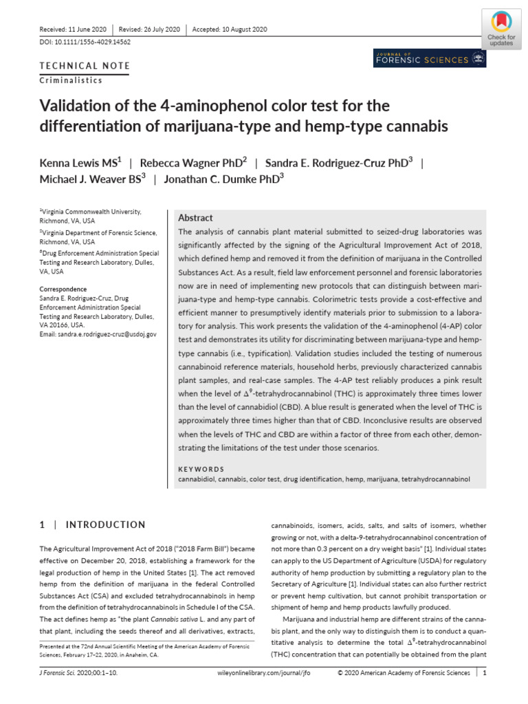 Validation of The 4-Aminophenol Color Test For The Differentiation of ...