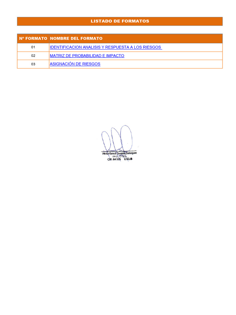 Formato de Riesgo - Canal Nivin | PDF Formato de Riesgo - Canal Nivin | PDF