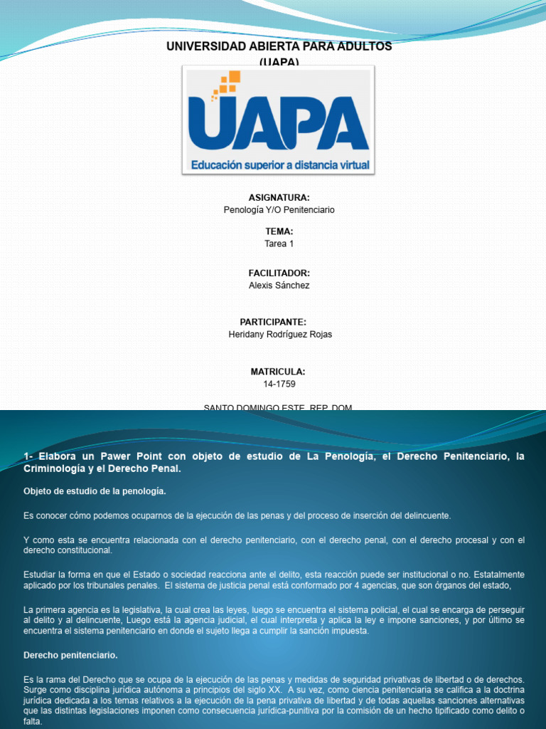 Tarera 1 de Penelogia | PDF | Derecho penal | Criminología