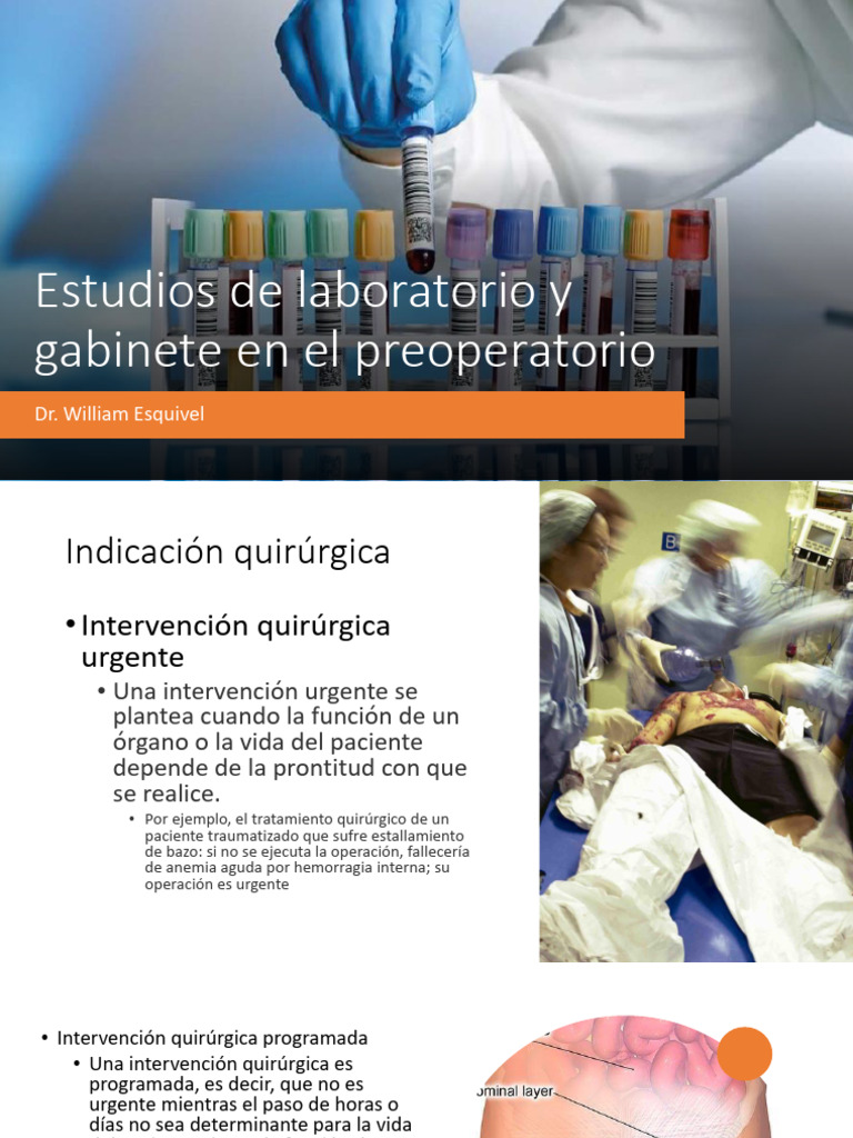 Estudios de Laboratorio y Gabinete en El Preoperatorio | PDF | Sangre ...