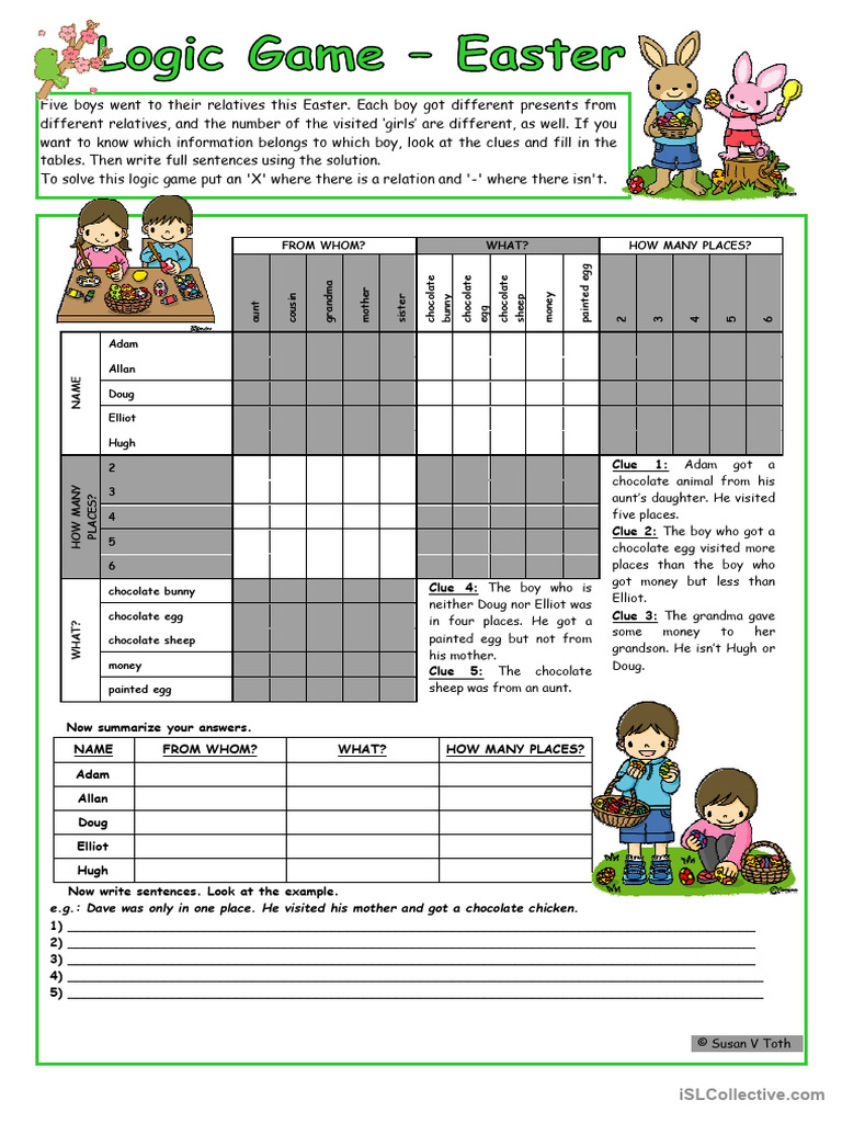 Logic Game (41st) - Easter - For Elementary Ss - With Key - Fully ...
