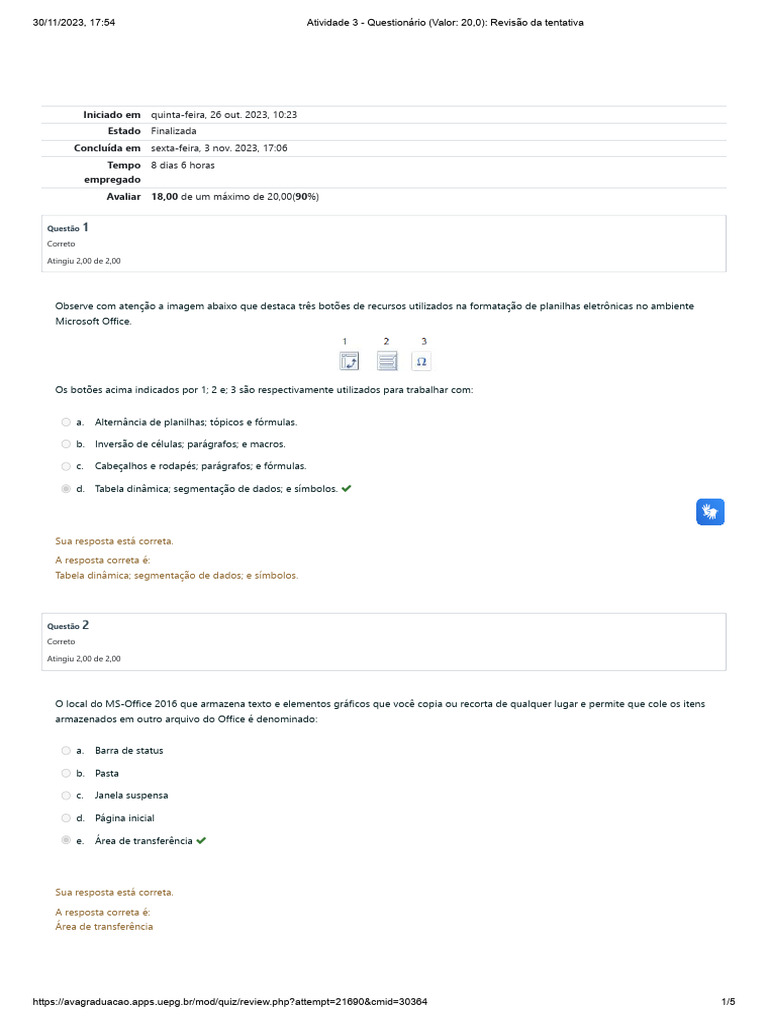 Revisão de Questionário do MS Office | PDF | Botão Ctrl | Microsoft