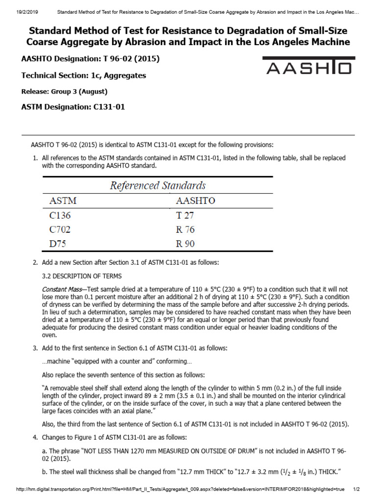 Coarse Aggregate Degradation Test Method | PDF | Mechanical Engineering ...