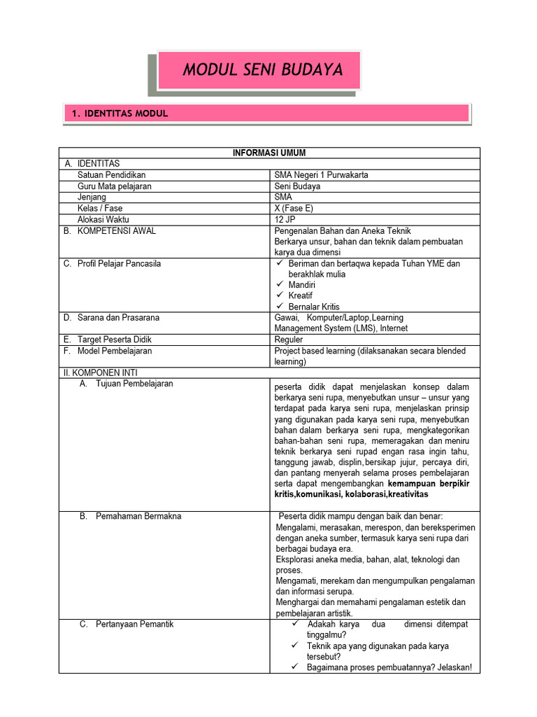 Modul Seni Rupa Kelas X | PDF
