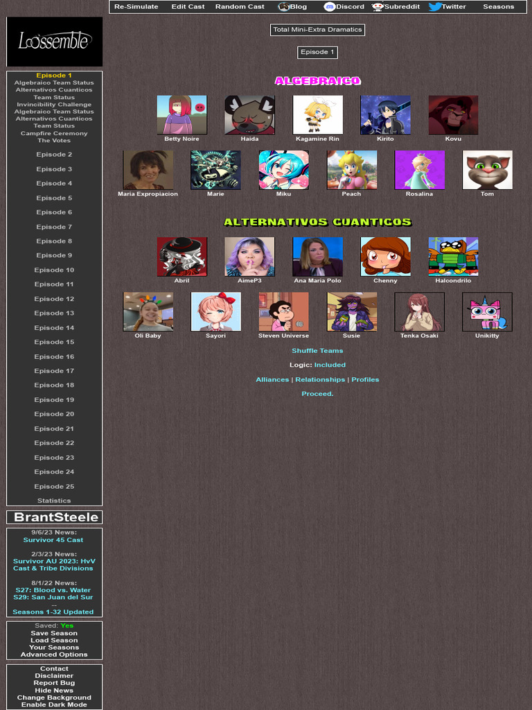 BrantSteele Total Drama Simulator | PDF