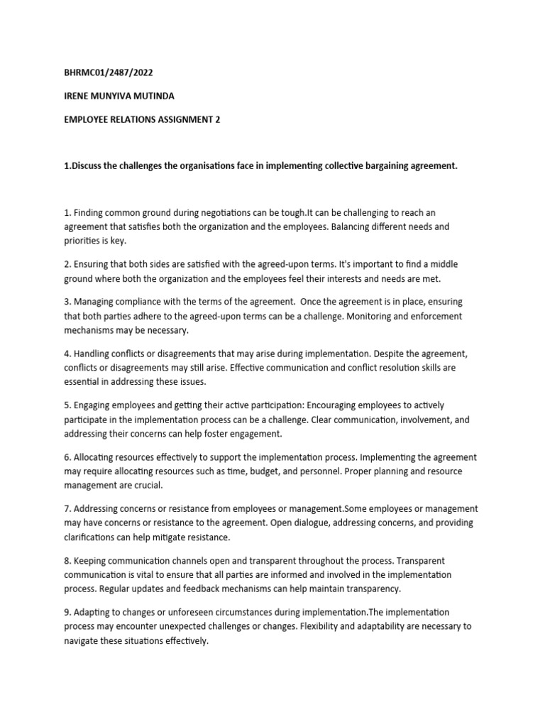 Employee Relations Assignment | PDF | Communication | Conflict Resolution
