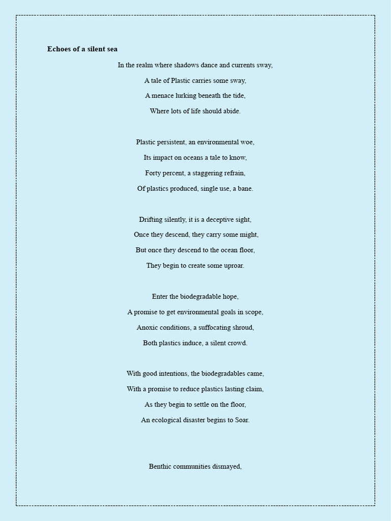 Poem on Plastic Pollution's Impact | PDF | Science & Mathematics