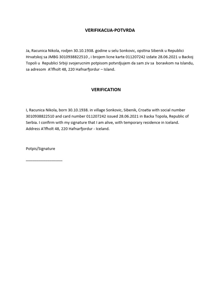 VERIFIKACIJA - Doc Nikola Racunica 1 | PDF