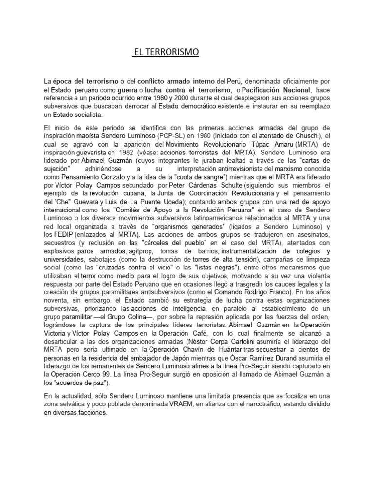 El Terrorismo | PDF | Comunismo | Perú