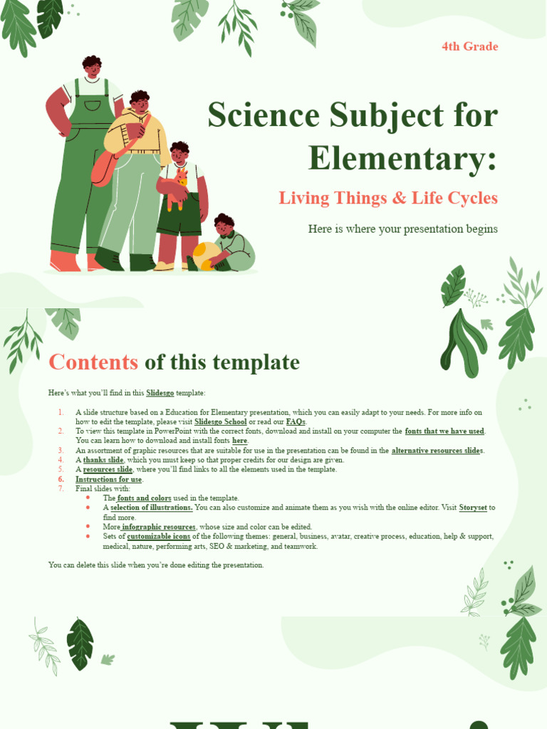 Science Subject For Elementary - 4th Grade - Living Things & Life ...
