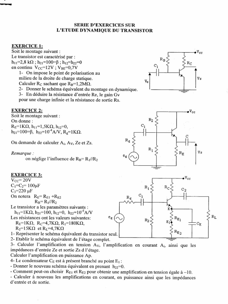 #Etude Dynamique Du Transistor Exo+sol | PDF