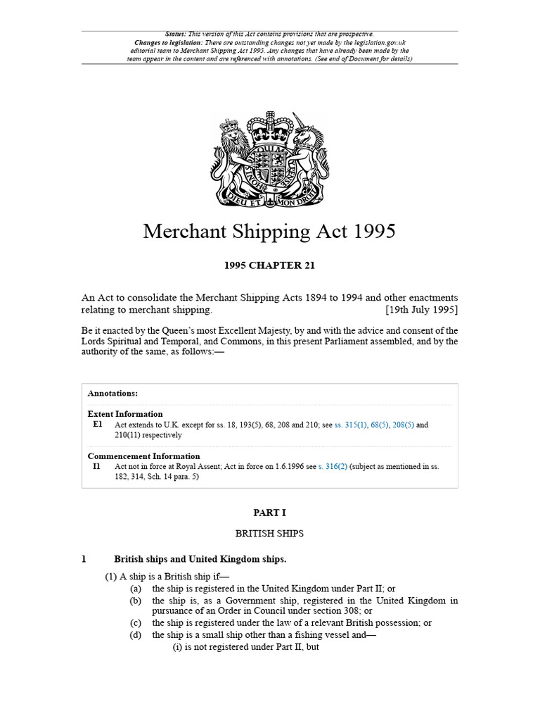 Merchant Shipping Act | PDF | Tonnage | Ships