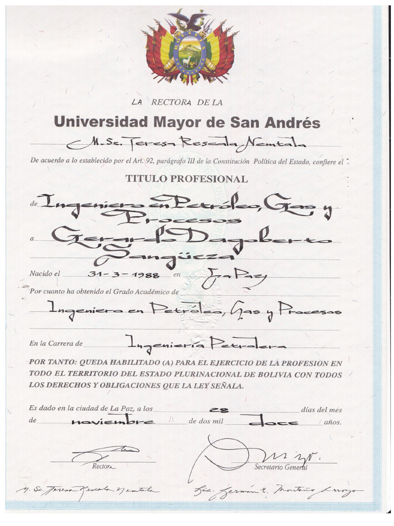 Titulo en Provision Nacional UMSA | PDF Titulo en Provision Nacional UMSA | PDF