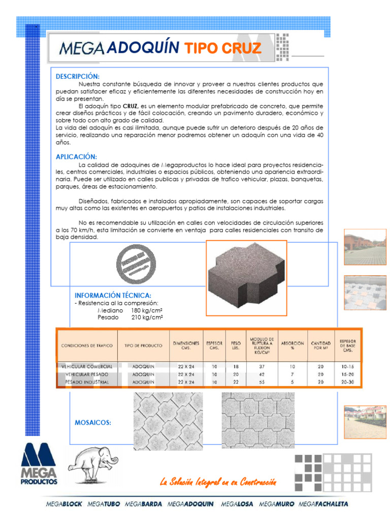 Ficha Tecnica Adoquin Tipo Cruz | PDF