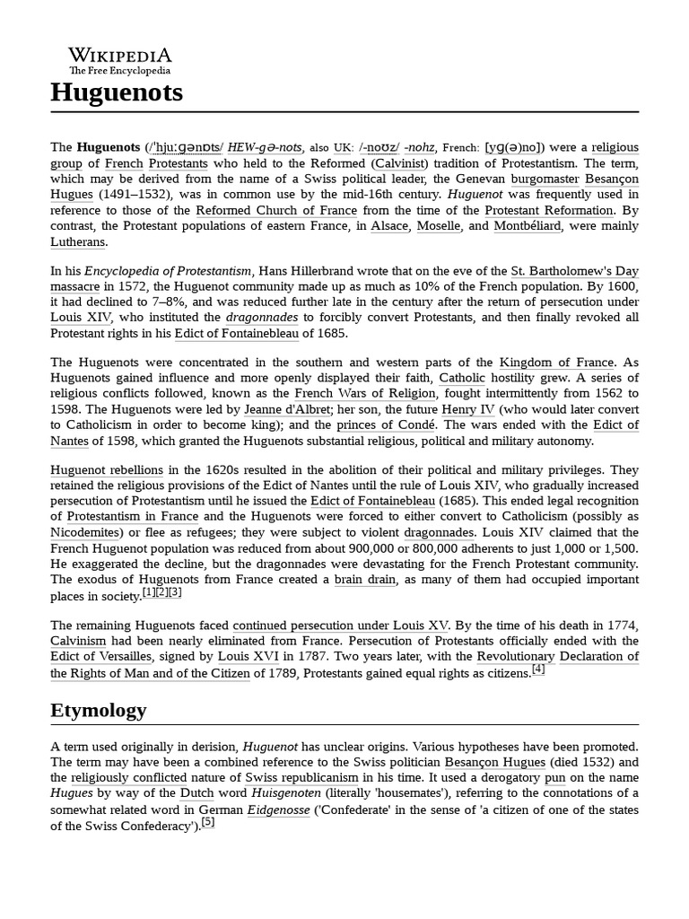 Huguenots | PDF | Protestantism | Early Modern France