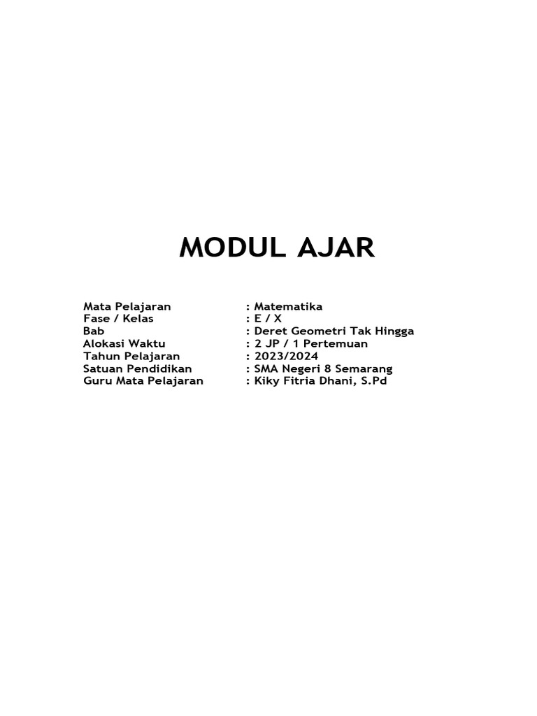 Pembelajaran Deret Geometri Tak Hingga | PDF