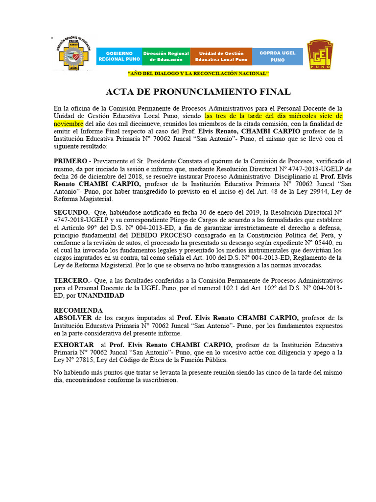 Acta Final | PDF | Justicia | Crimen y violencia