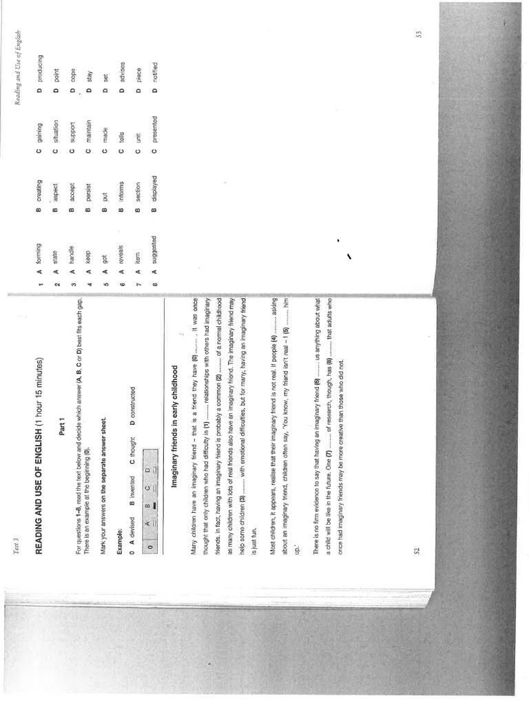 Imaginary Friends in Early Childhood - Fce Test 3 | PDF