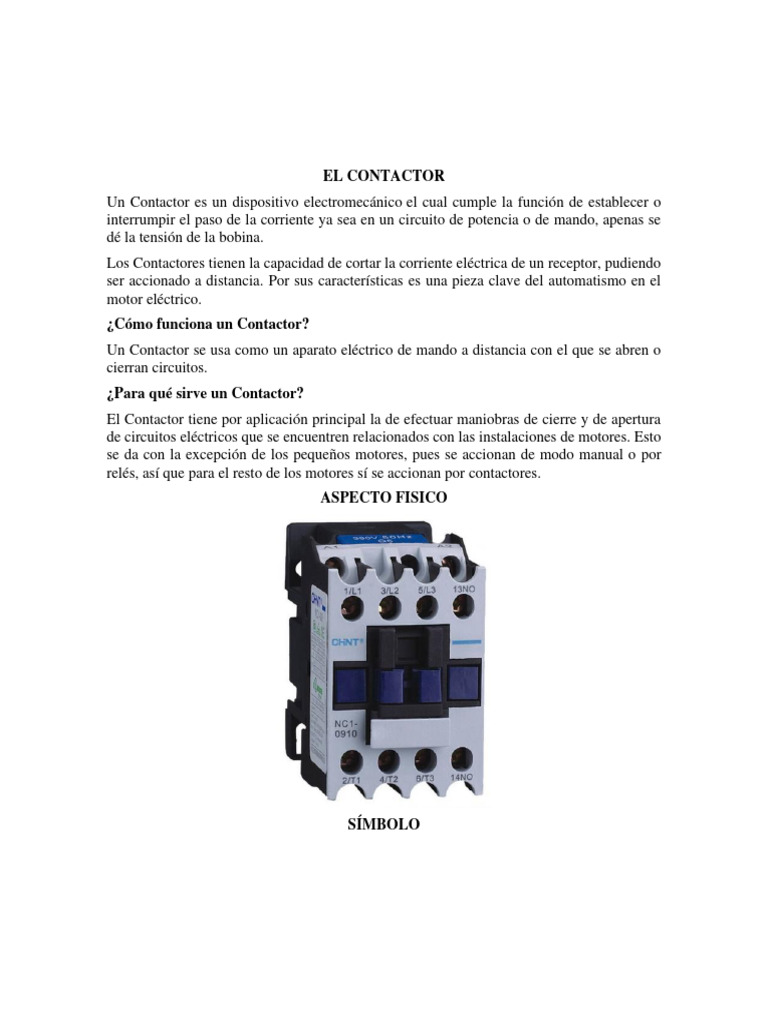 EL CONTACTOR. OKdocx | PDF | Relé | Ingeniería de Edificación