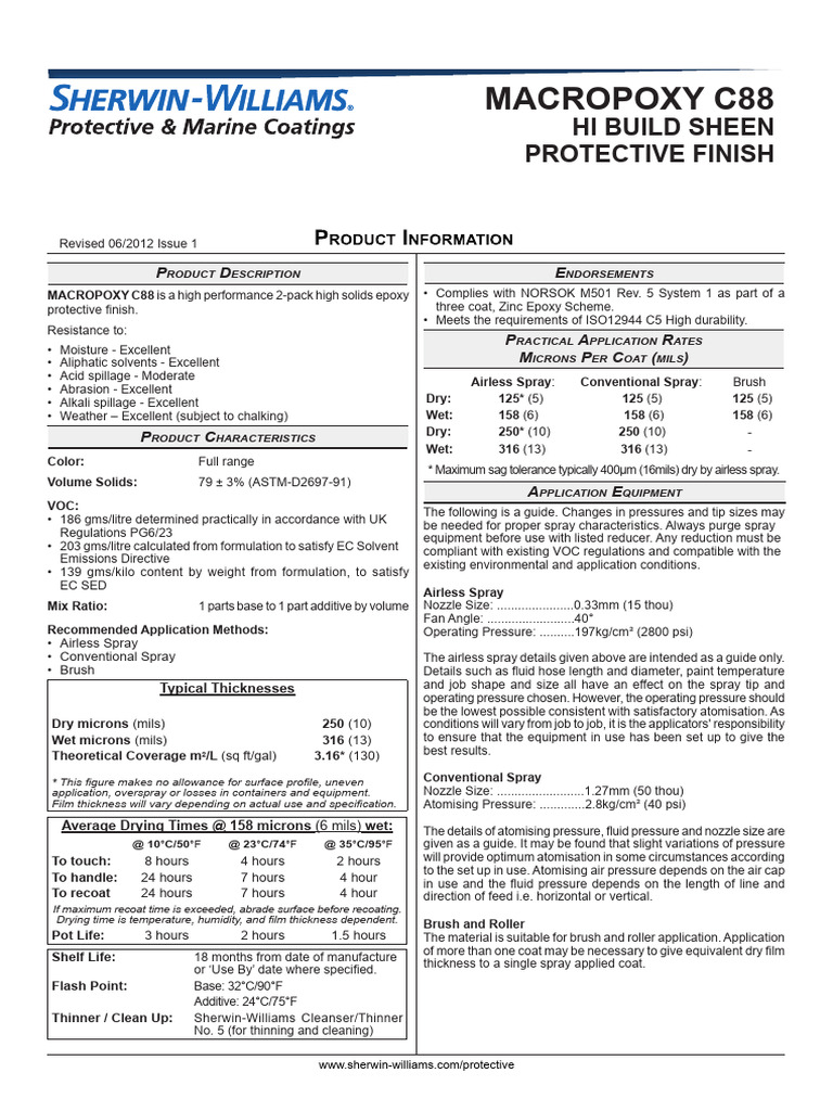 Macropoxy C88 | PDF | Epoxy | Paint