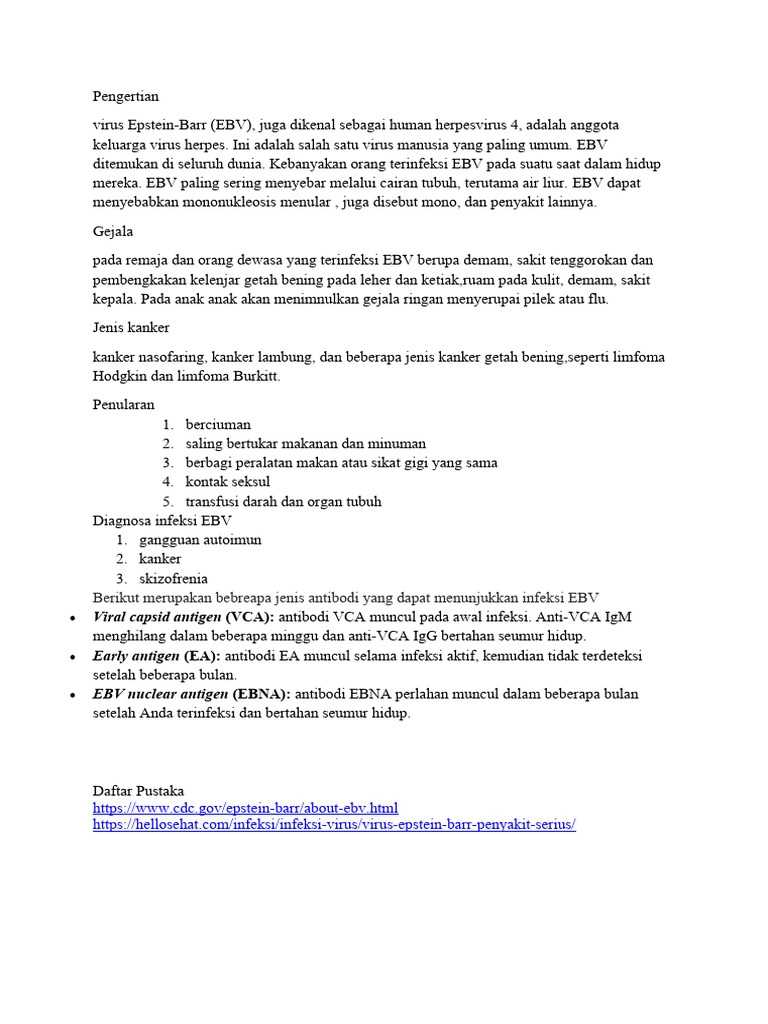 Panduan Singkat Virus Epstein-Barr | PDF