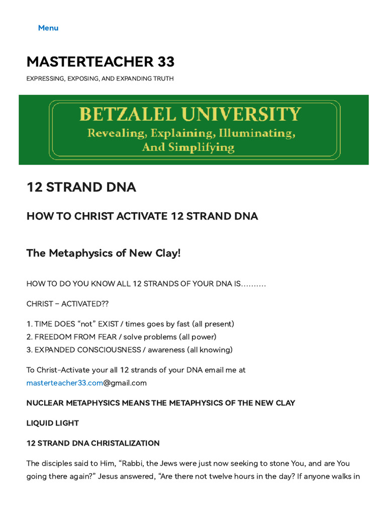 12 Strand Dna - Masterteacher 33 | PDF | Dna | Life