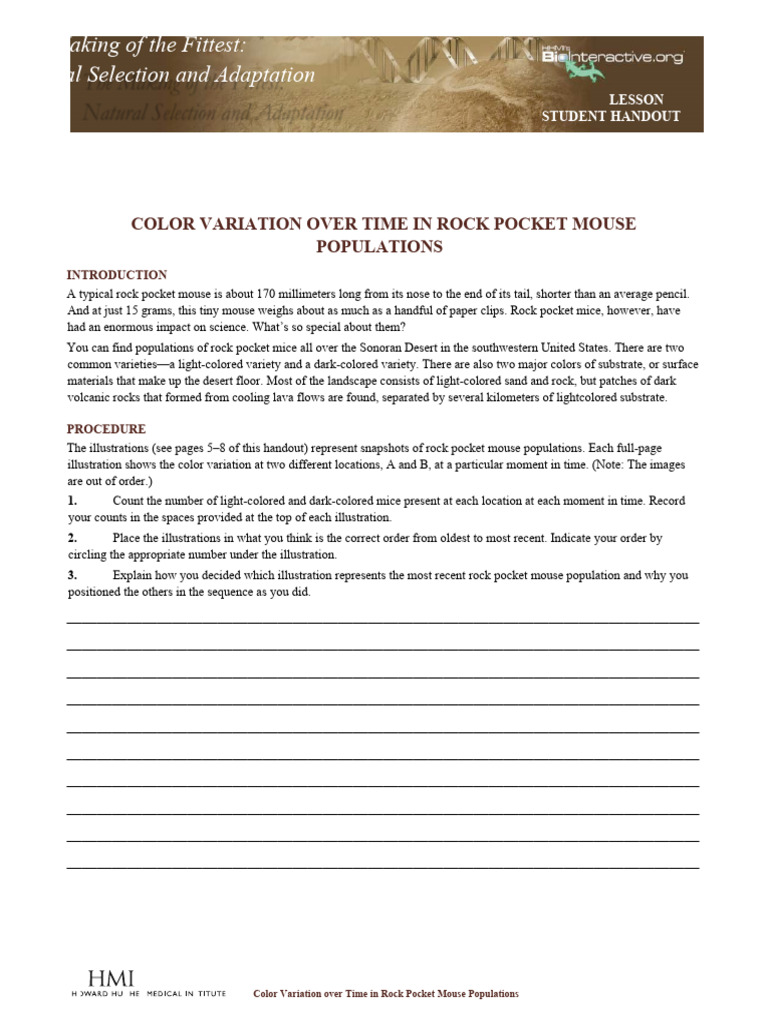 Mouse ColorVariation Student | PDF | Mouse | Natural Selection