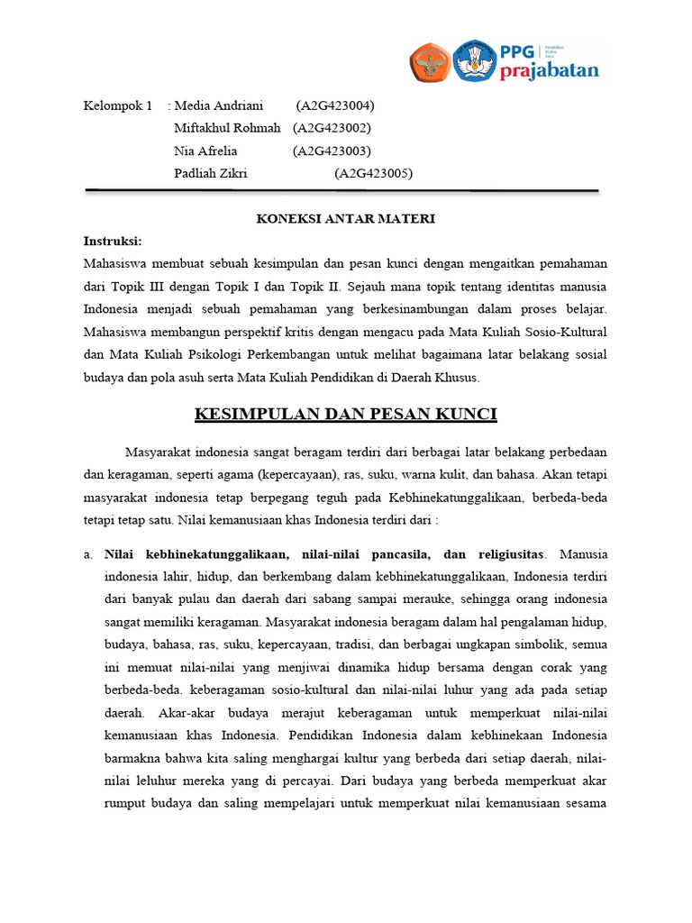 Fpi Topik 3 - Koneksi Antar Materi | PDF | Agama & Spiritualitas | Ilmu Sosial