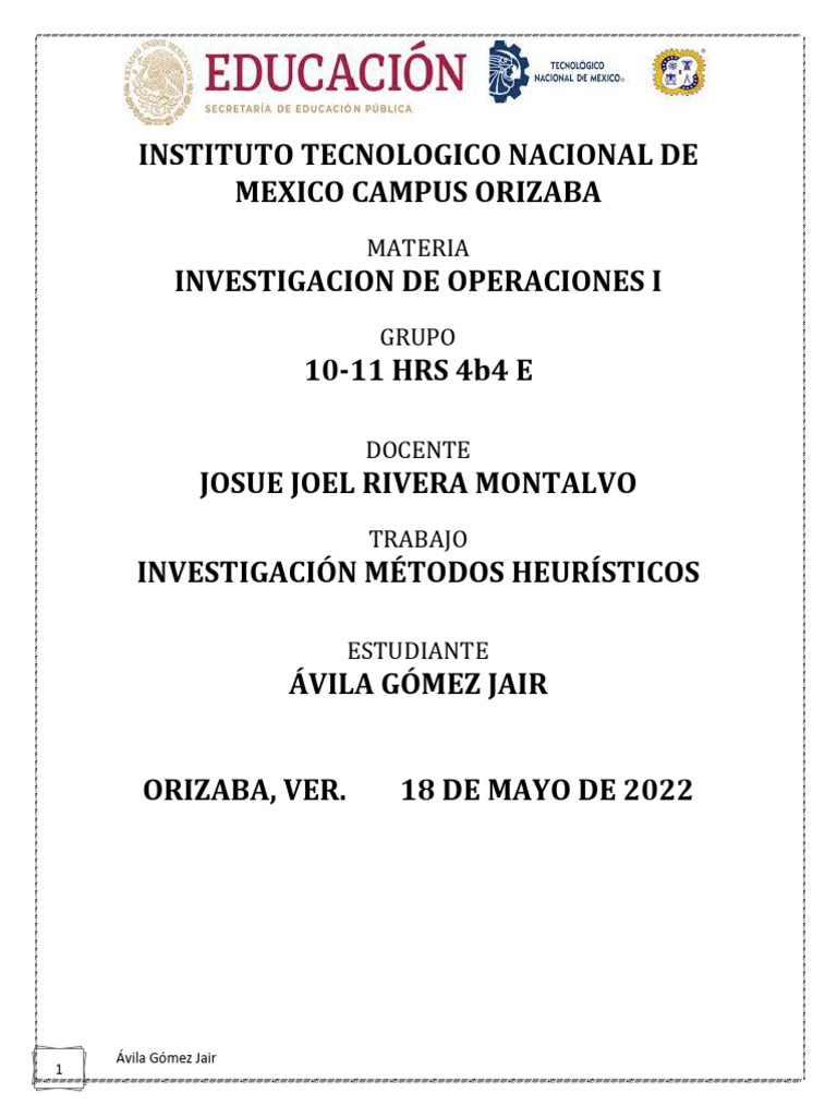 Investigación Métodos Heurísticos Pdf Heurístico Metodología 0366