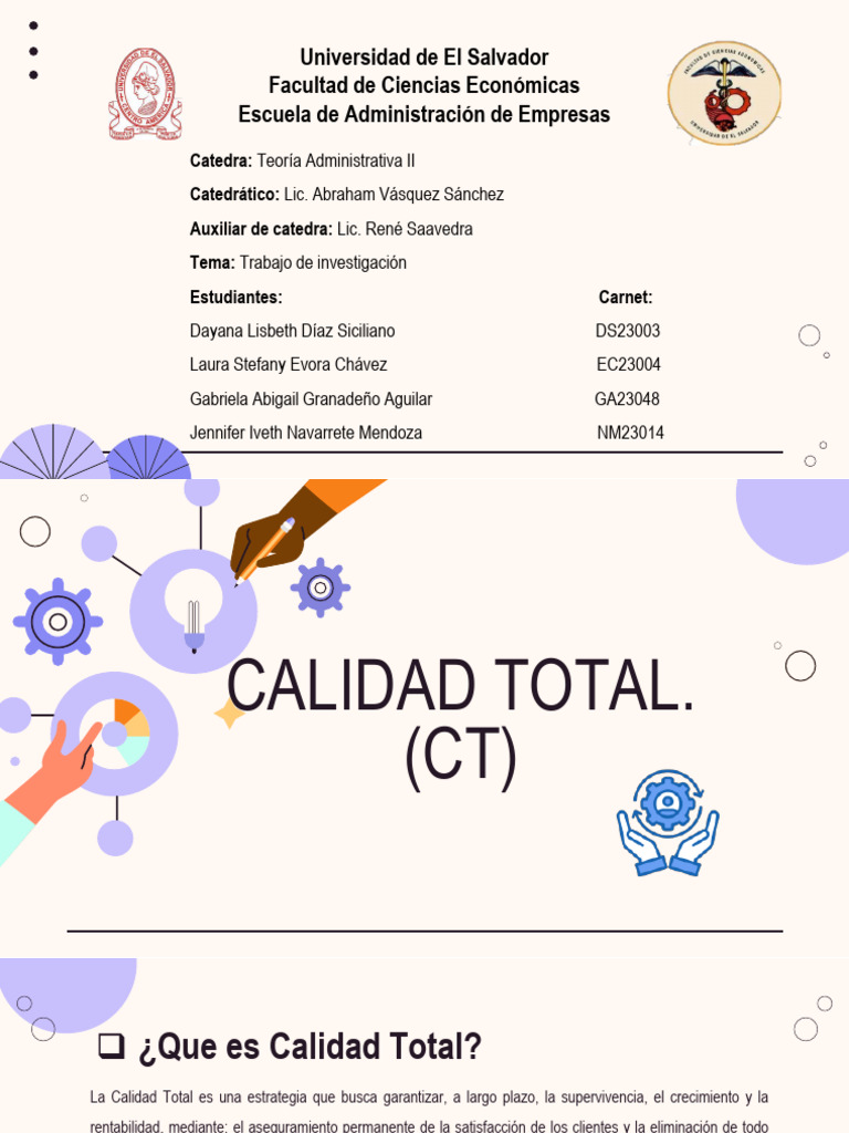 Calidad Total PRESENTACIÓN | PDF | Calidad (comercial) | Business