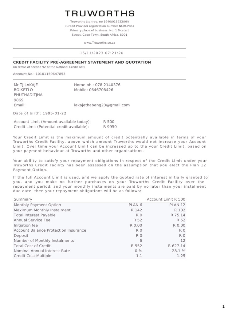 Pre Agreement | PDF | Credit Card | Finance & Money Management