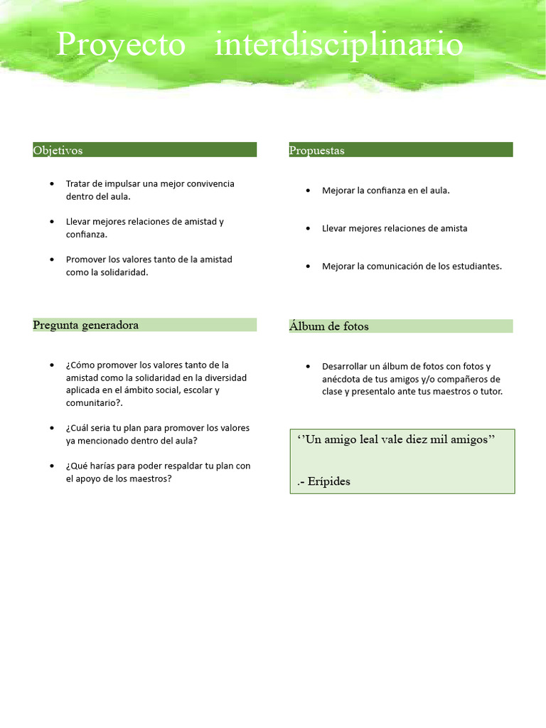 Proyecto Interdisciplinario | PDF | Autoestima | Psicología Social
