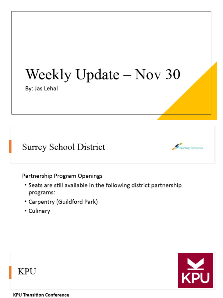 Weekly Update - Nov 30: By: Jas Lehal | PDF | Science, Technology ...