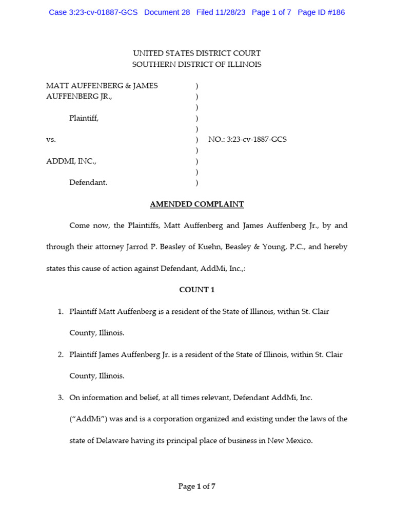 Auffenberg v. AddMi, Inc. Complaint | PDF | Debt | Interest