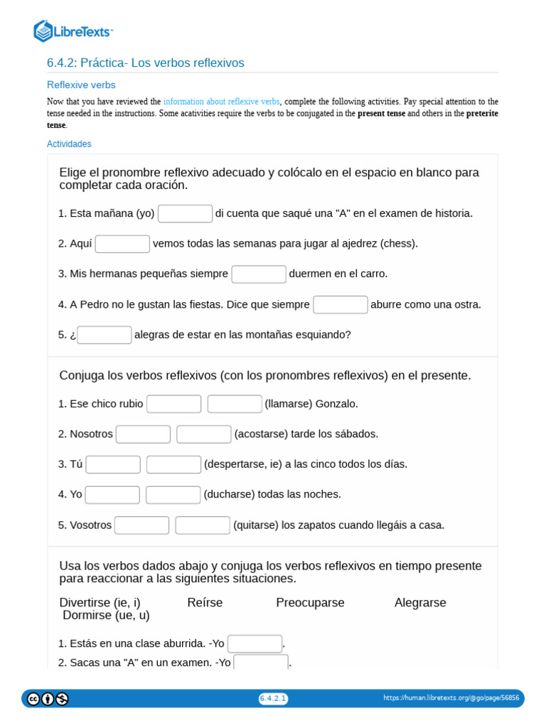 6.4.02 Practica - Los Verbos Reflexivos | PDF | Morfología Lingüística ...