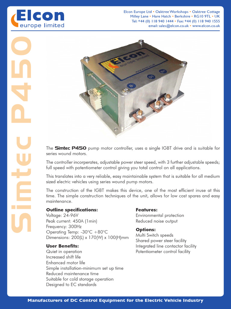 Simtec P450 Data Sheet | Download Free PDF | Electric Motor | Electric Vehicle