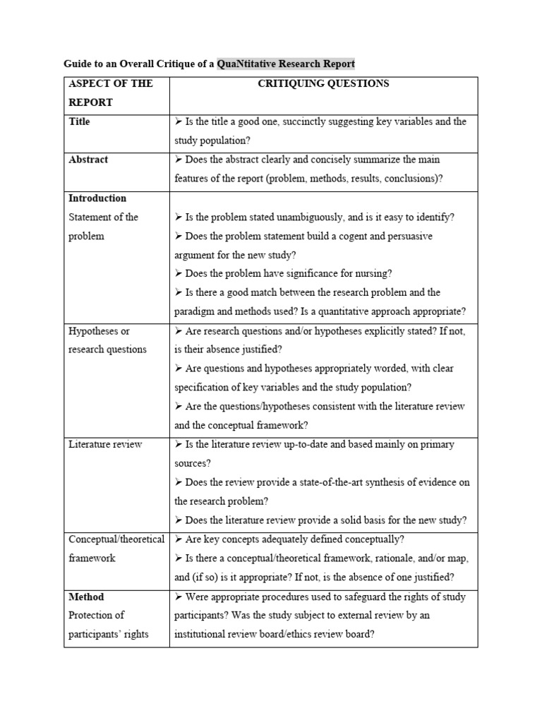 6x Guide To Critique of Research Article | PDF | Validity (Statistics ...